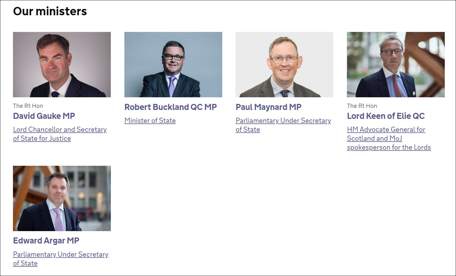 Who's who at the MoJ?